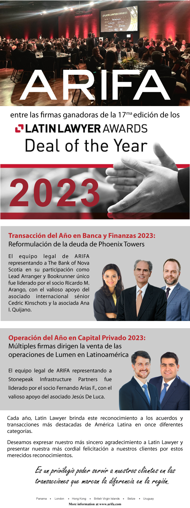 ARIFA - La Firma - Noticias - ARIFA es reconocida con el Latin Lawyer ...