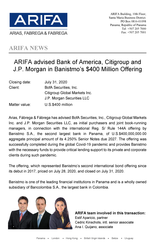 ARIFA - La Firma - Noticias - ARIFA ha asesorado a Bank of America ...