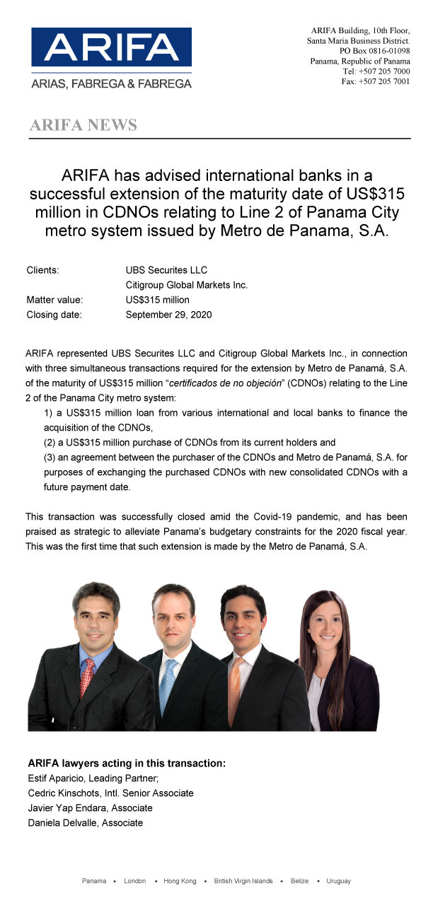 ARIFA - About the Firm - Representative Transactions - Successful extension of the maturity date ...