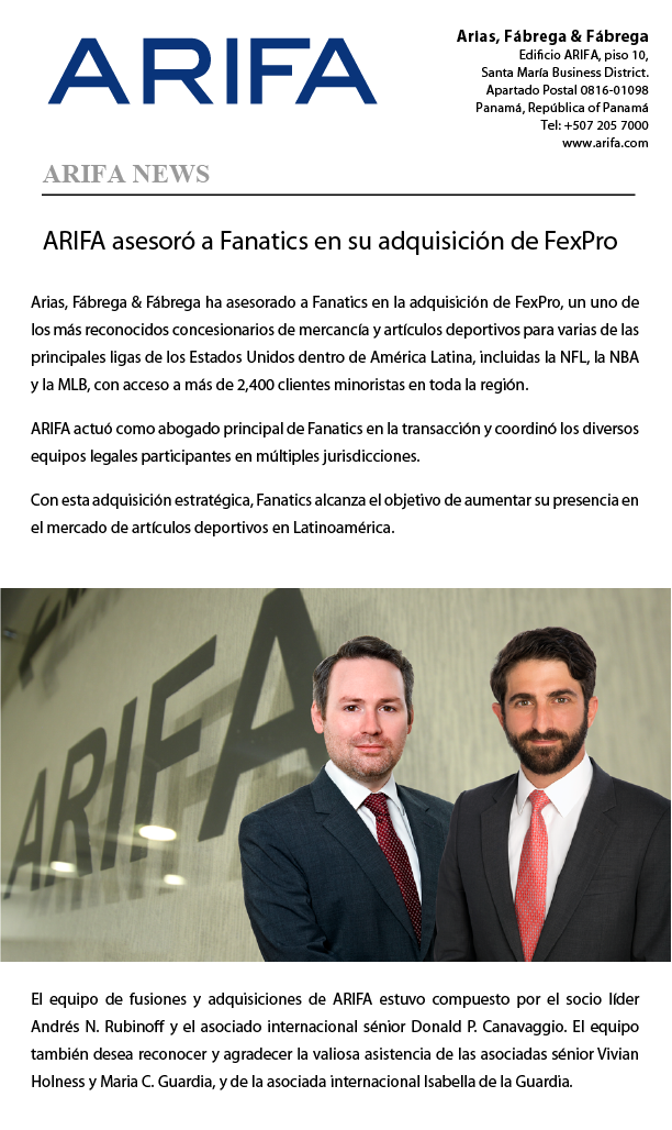 ARIFA - La Firma - Transacciones Representativas - Fanatics adquire FexPro