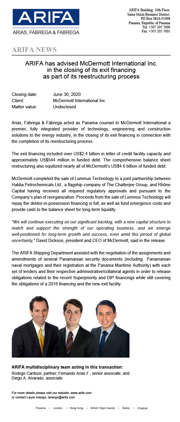 ARIFA - La Firma - Transacciones Representativas - Financiamiento de salida del proceso de ...