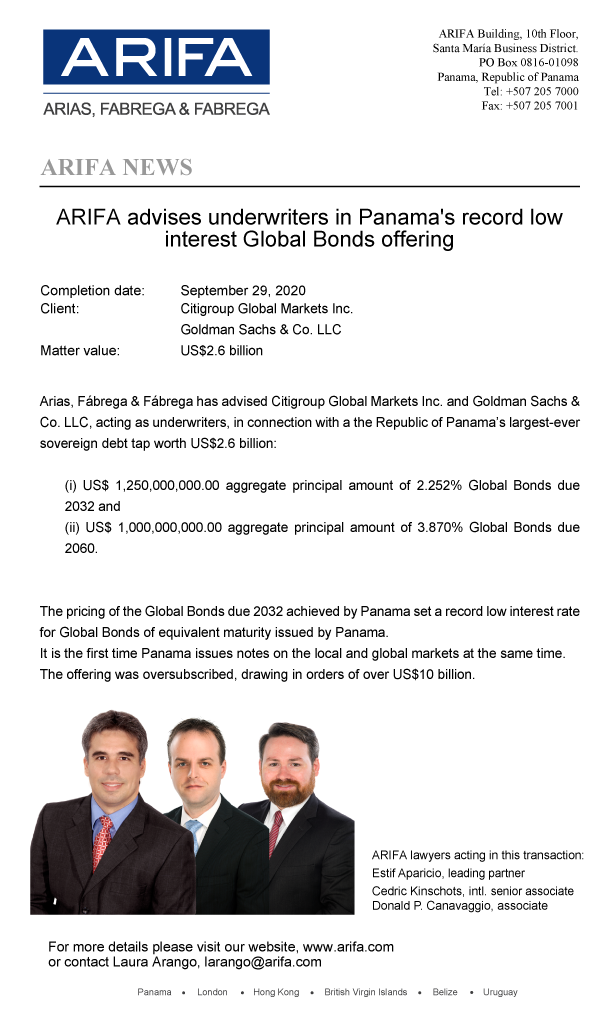 ARIFA - La Firma - Transacciones Representativas - US$2,600 millones de deuda soberana de la ...