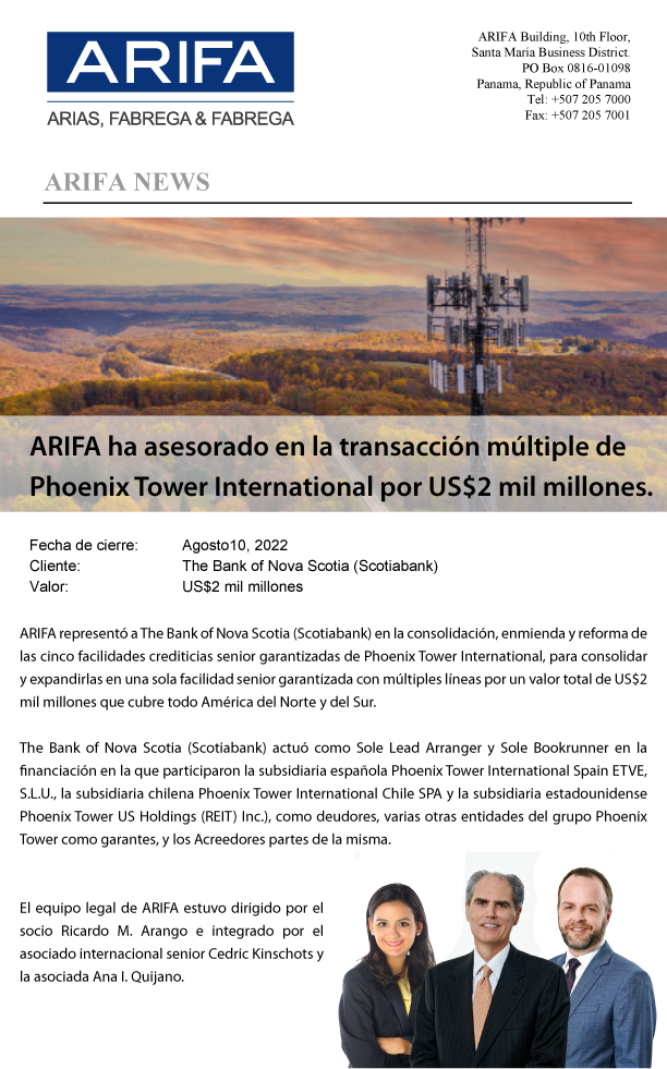 ARIFA - La Firma - Transacciones Representativas - Transacción múltiple de Phoenix Tower ...