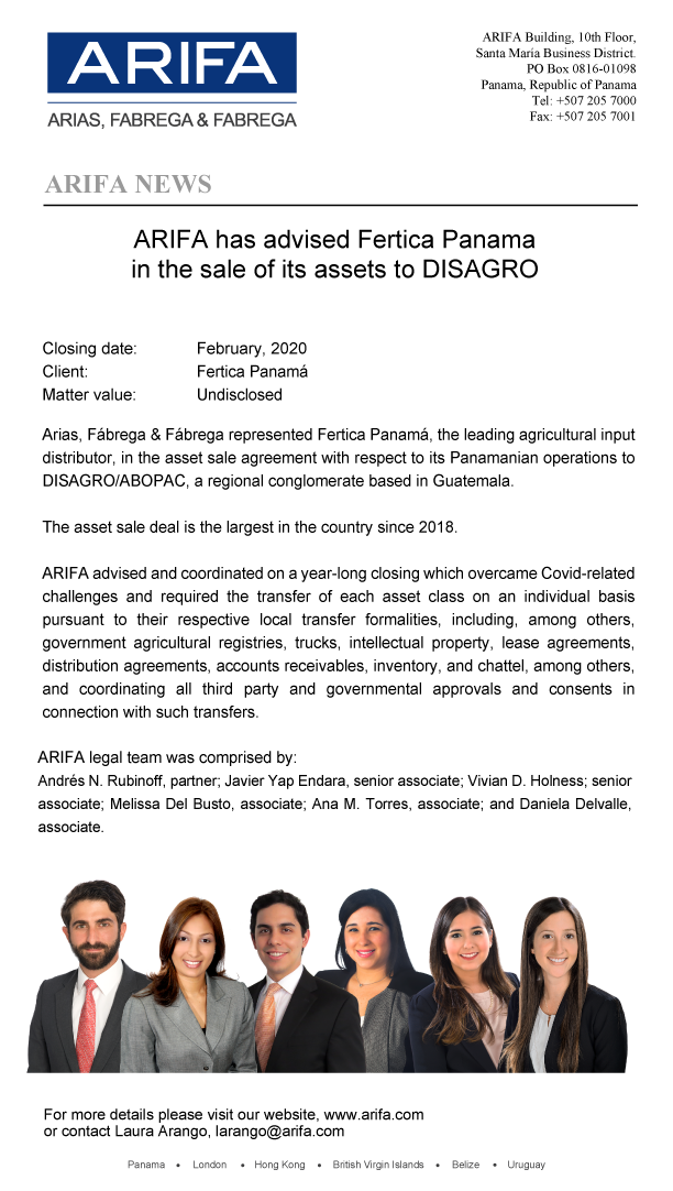ARIFA - La Firma - Noticias - ARIFA ha asesorado a Fertica Panamá en el ...