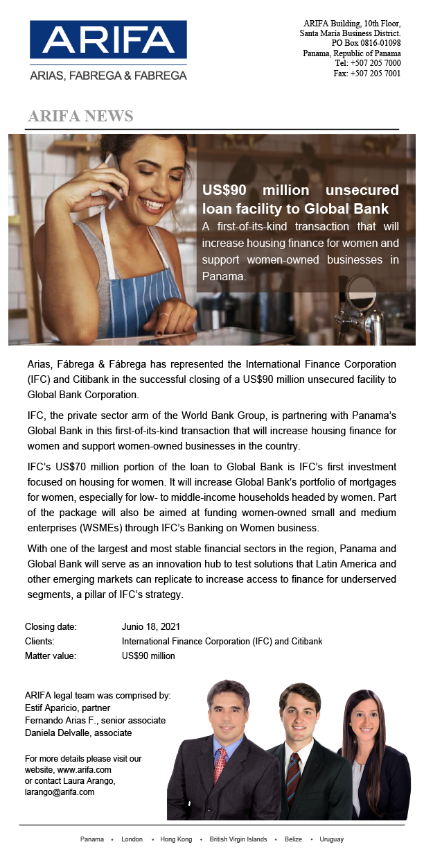 ARIFA - La Firma - Transacciones Representativas - Línea de crédito no garantizada por valor de ...